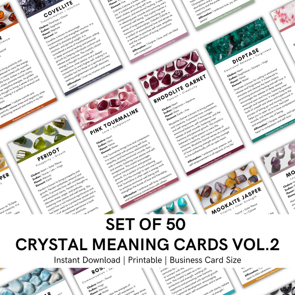 Printable Crystal Meaning Cards – The Essential Collection