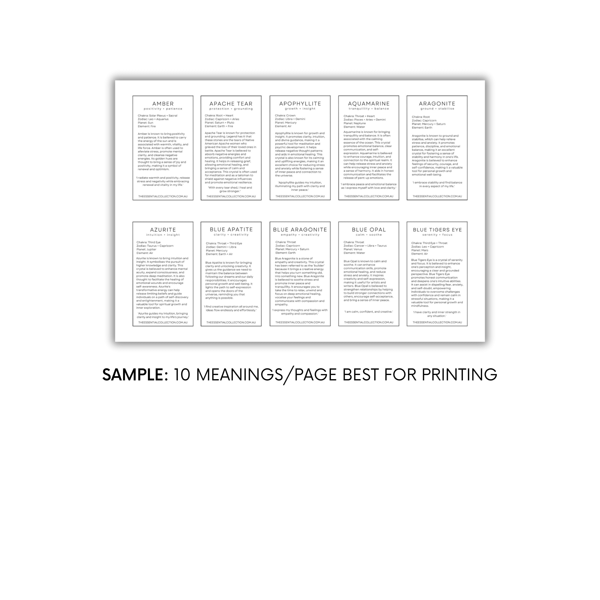 Crystal Meaning Cards | Printable Digital Download – The Essential ...