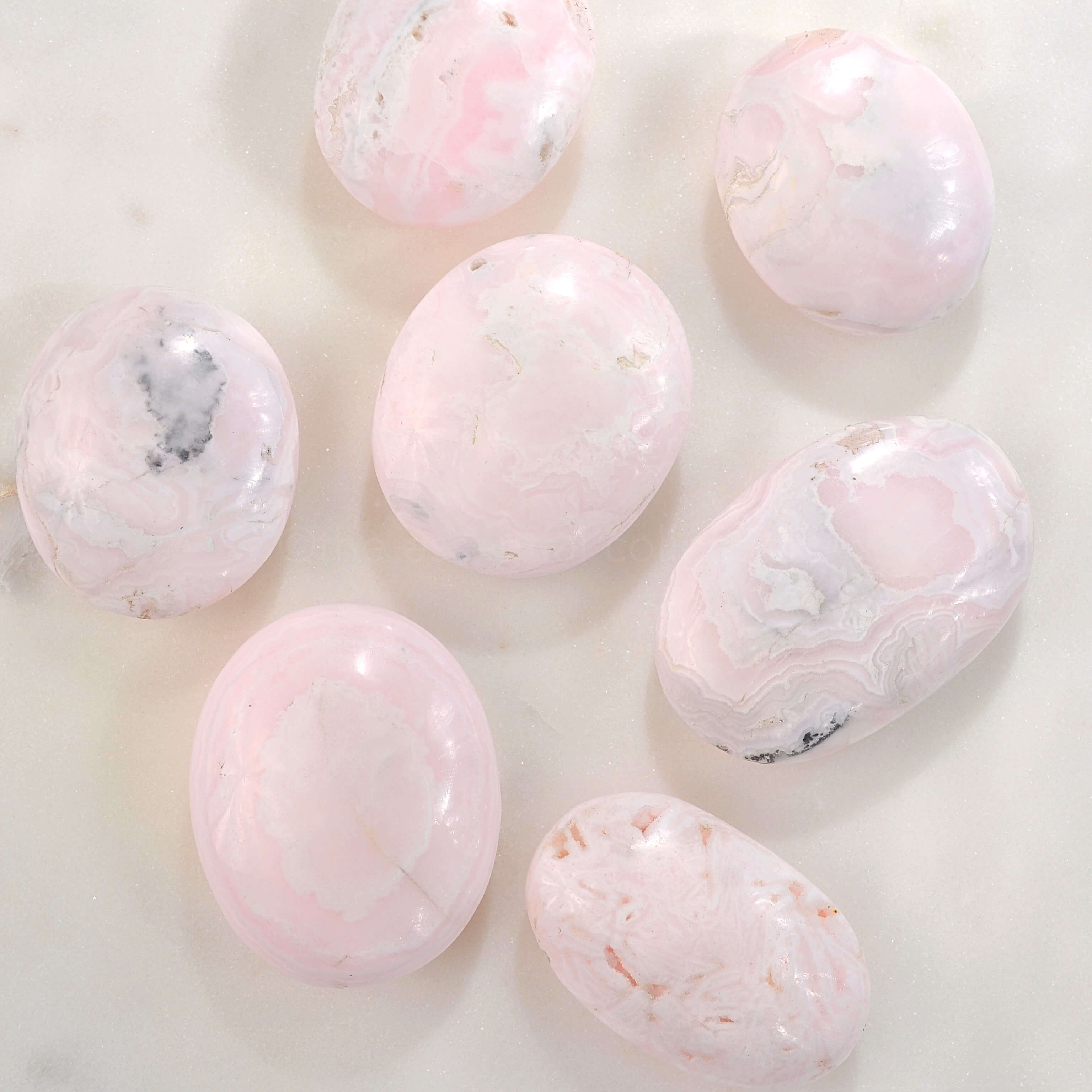 Pink Mangano Calcite Palm Stones | The Essential Collection